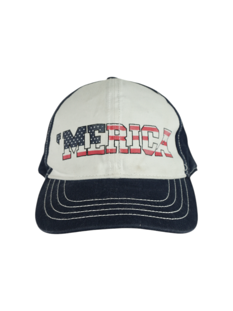 Vintage "Merica" Adjustable Cap – Blue & White – Pine Vintage